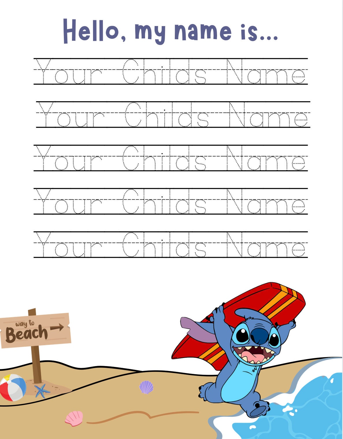 Personalized Name Tracing Stitch Theme - Etsy