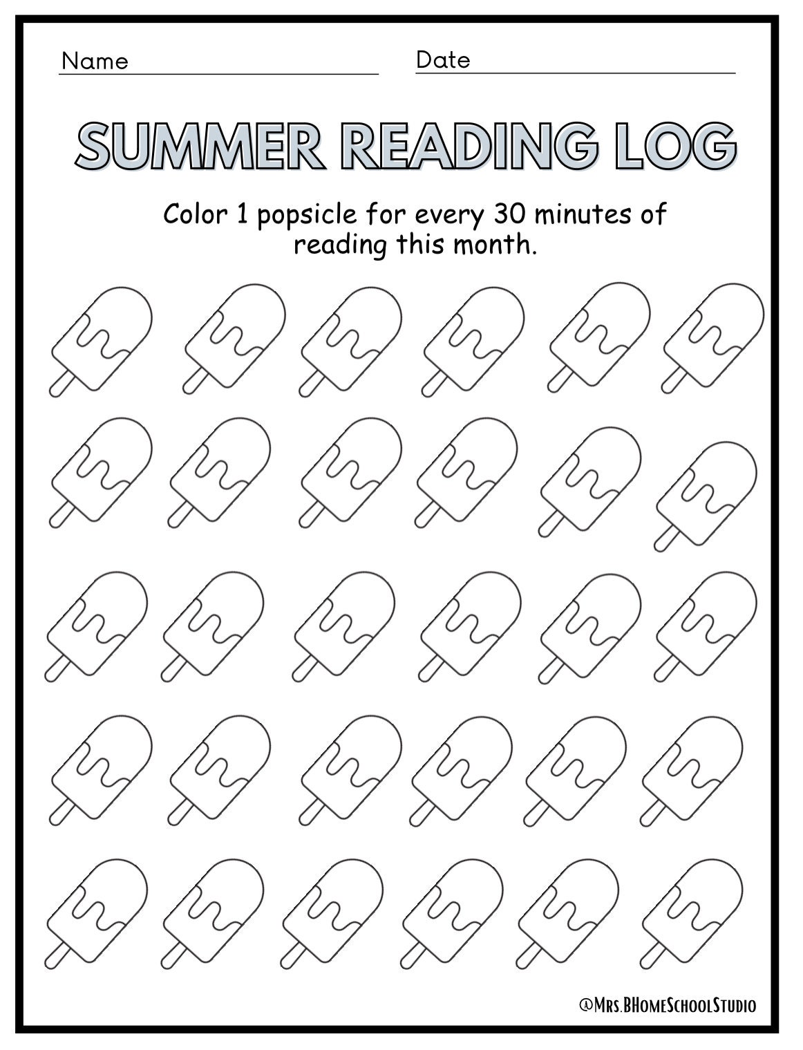 Summer Coloring Reading Log - Etsy