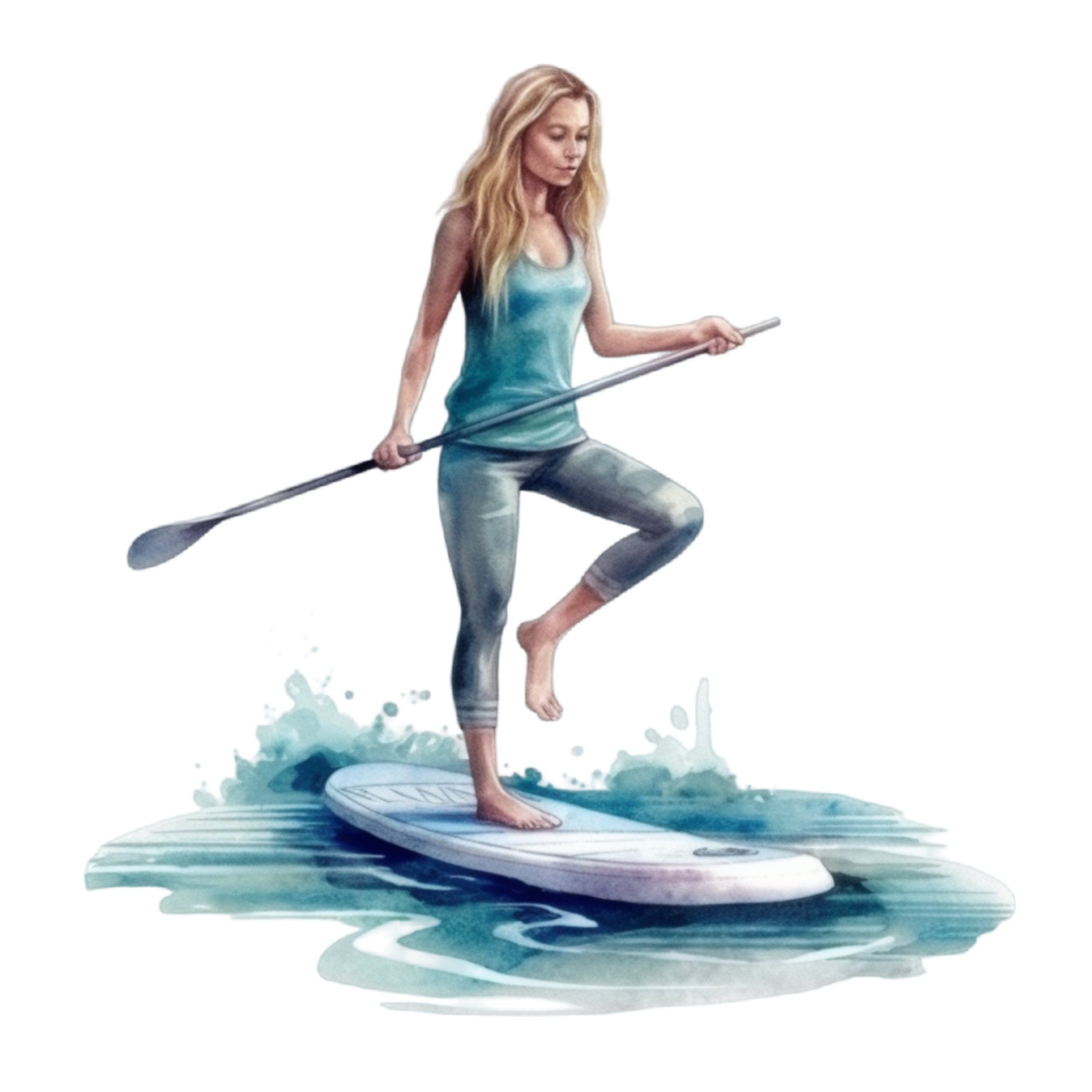 Summer Landscape Clip Art Bundle Paddle Board and Girl Camping Sup ...
