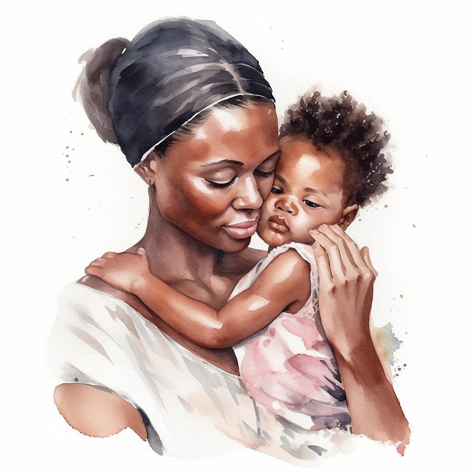 Motherhood Clipart Bundle Watercolor African American Mom and - Etsy
