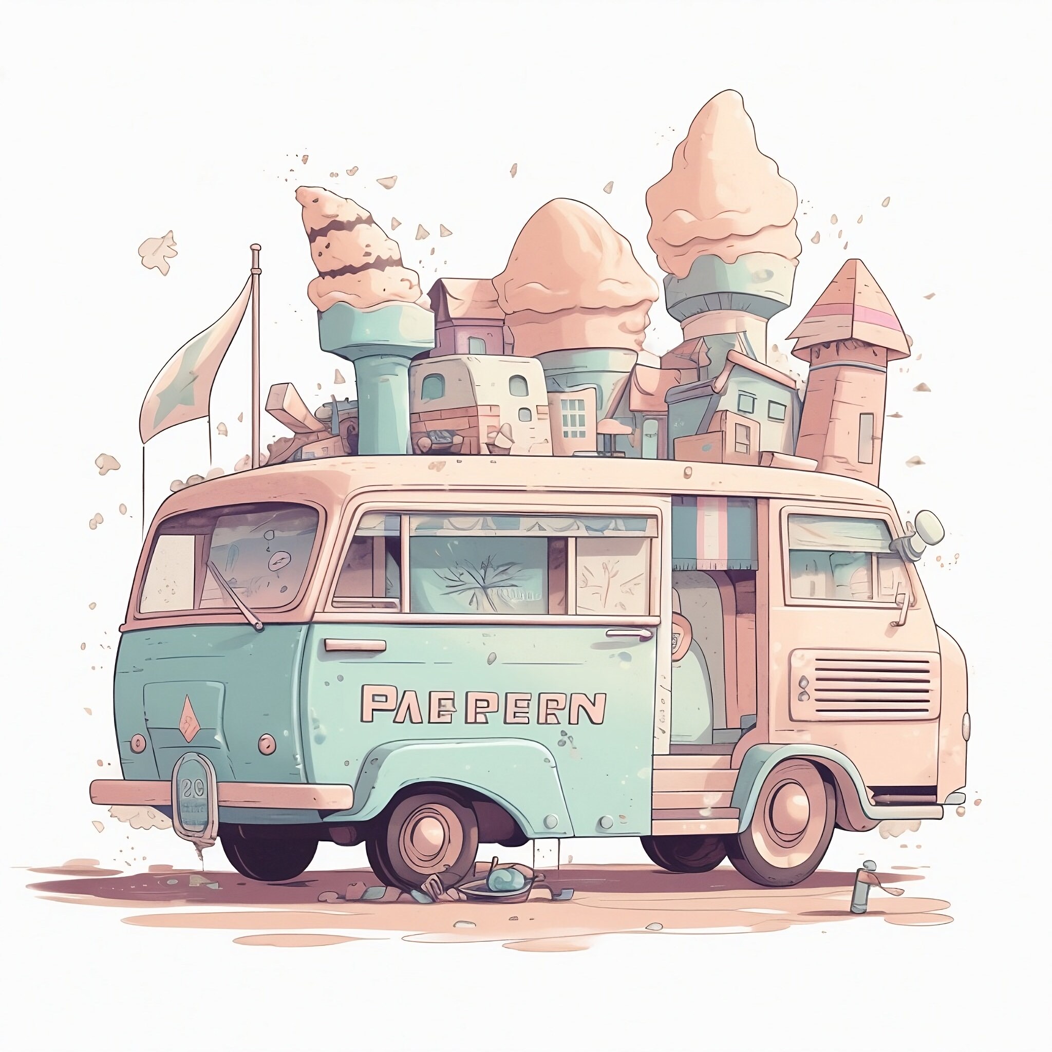 Camper Van Clipart Bundle Watercolor Ice Cream Transparent 8 - Etsy