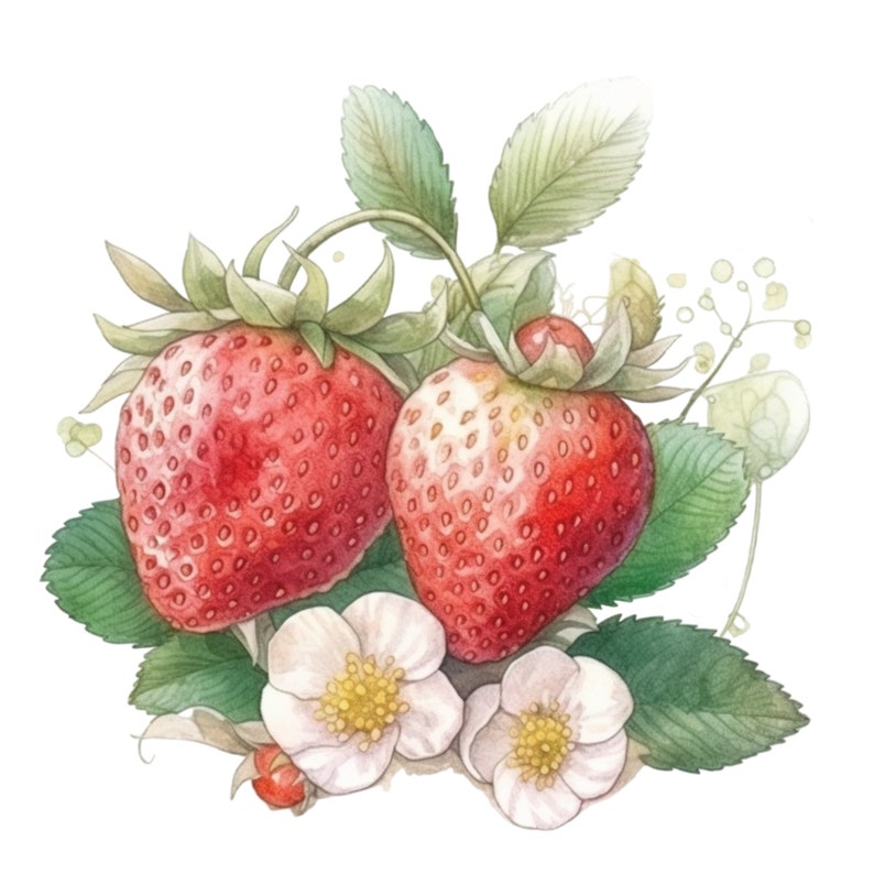 Watercolor Strawberries Clipart Bundle 13 Transparent PNG Summer Berry ...