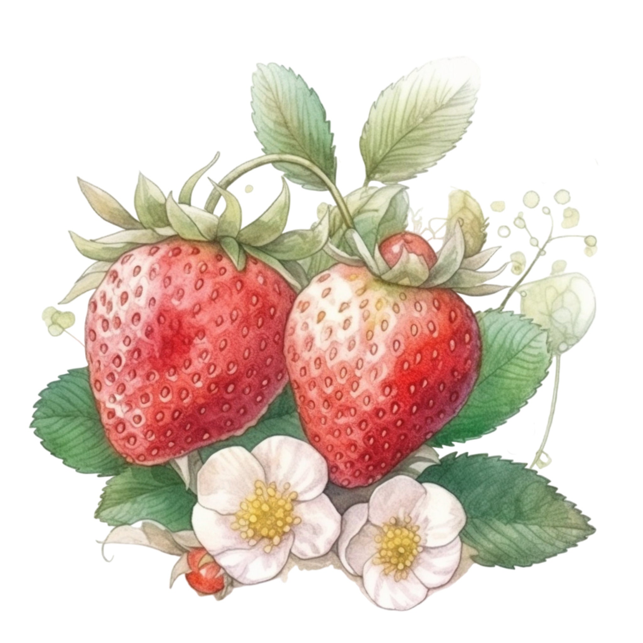 Watercolor Strawberries Clipart Bundle 13 Transparent PNG Summer Berry ...