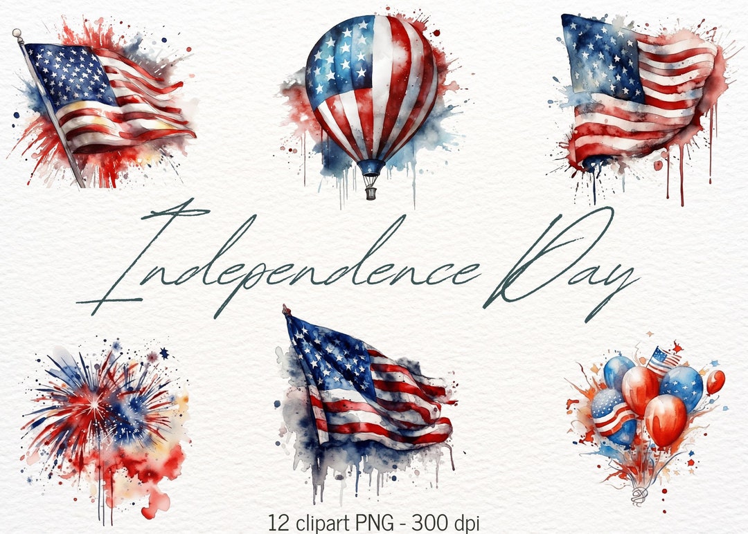 Patriotic Clipart Bundle, American Flag Illustration Bundle ...