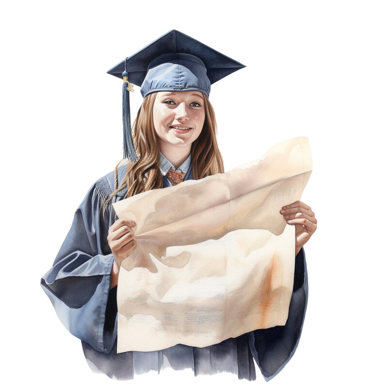Graduation Clip Art Bundle Watercolor Graduating Girl Boy in - Etsy