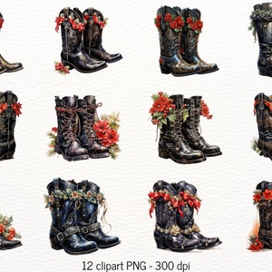 Santa Claus Boots Clipart Bundle Christmas Western Clipart Bundle ...