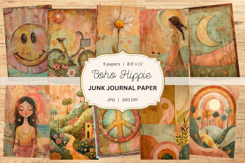 Hippie Junk Journal Printable Tags Boho Junk Journal Kit Hippie ...