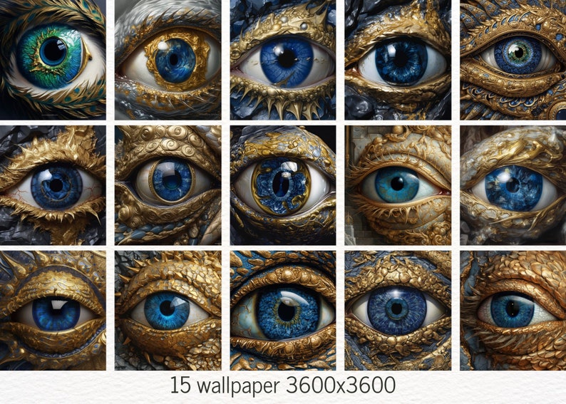 Dragon Eye Clipart Bundle, Fantasy Blue Eye in Gold, Evil Eye Clipart ...