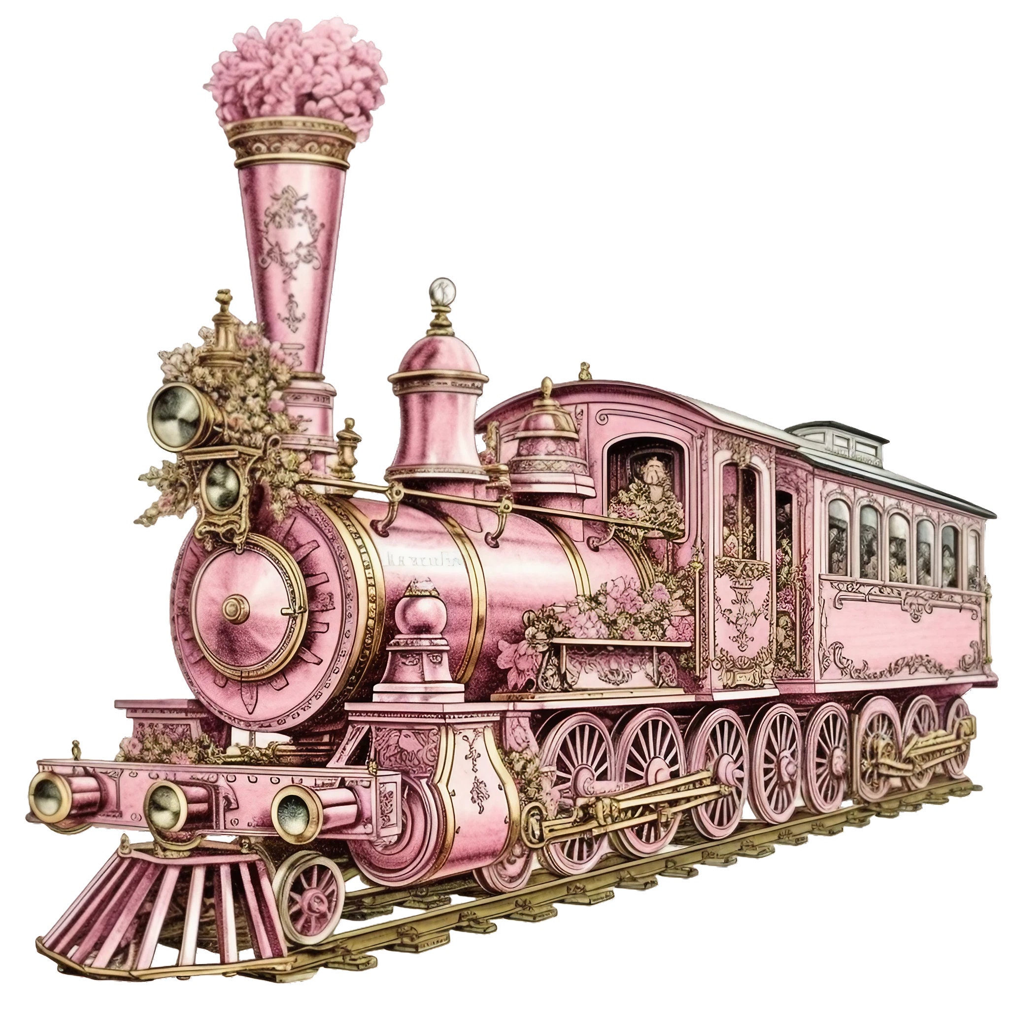 Chirstmas Clipart Bundle With Fantasy Pink Train Png Files Printable ...