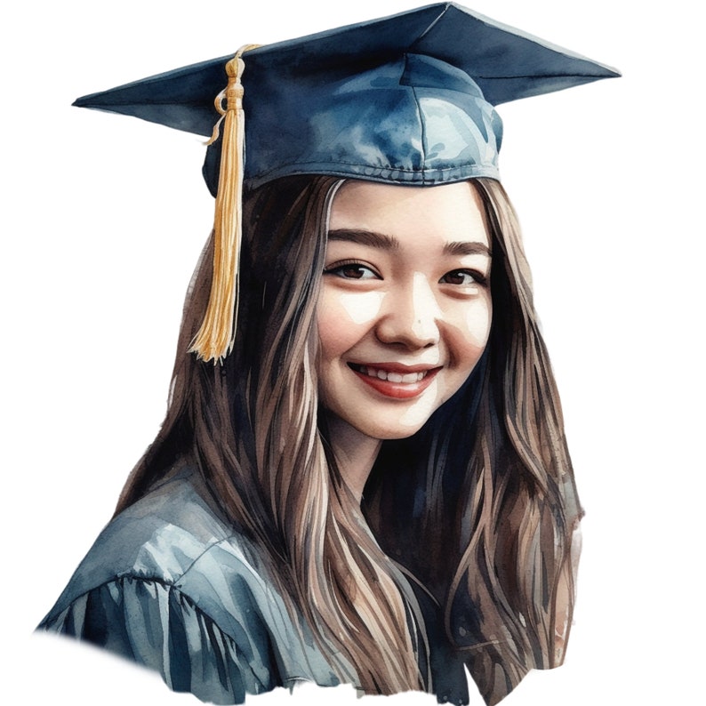 Graduation Clip Art Bundle Watercolor Graduating Girl Boy in - Etsy