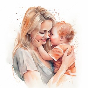 Mothers Day Clipart Bundle Watercolor Mom and Baby (Download Now) - Etsy