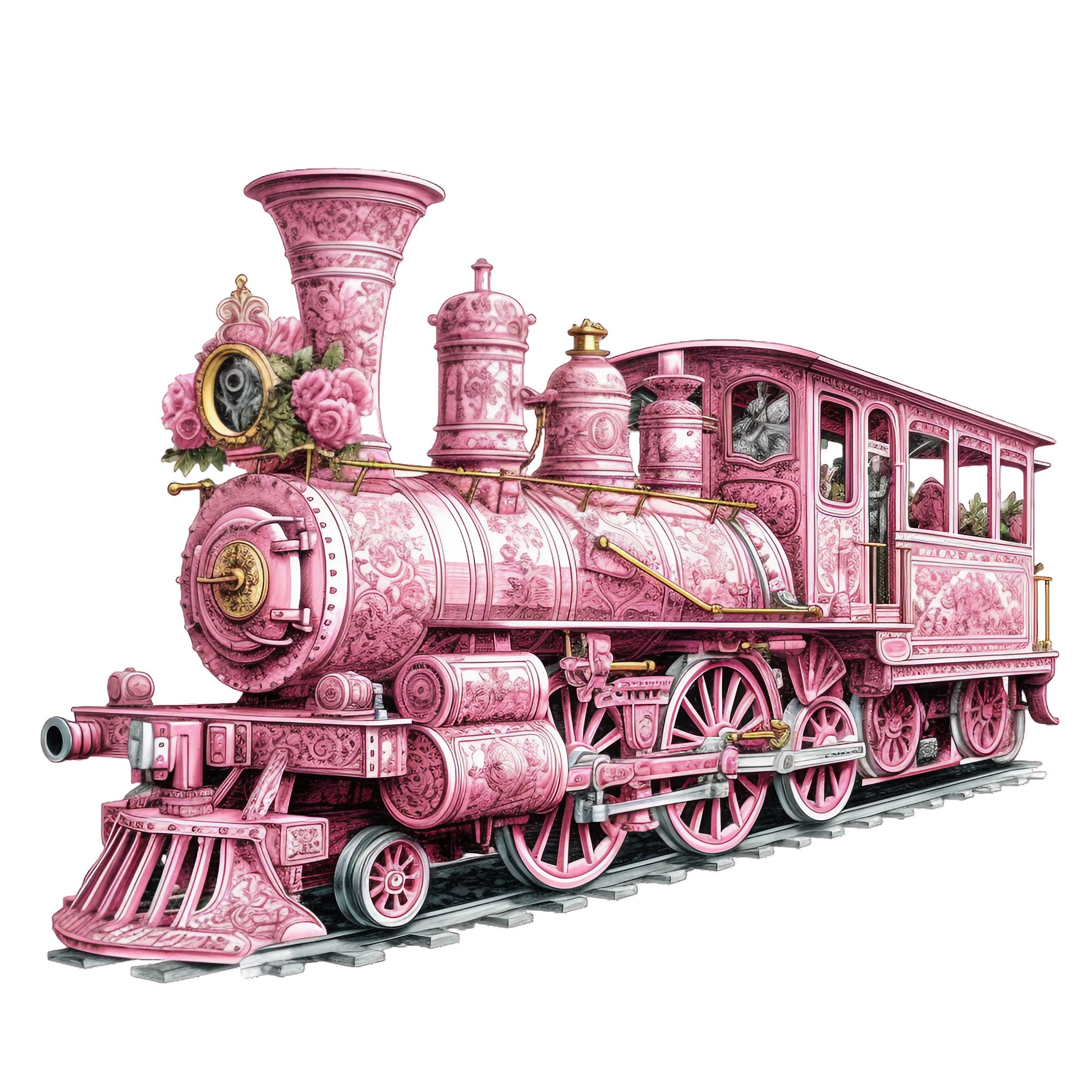 Chirstmas Clipart Bundle With Fantasy Pink Train Png Files Printable ...