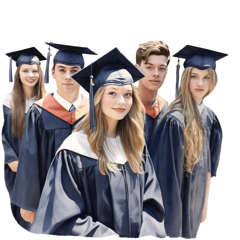 Graduation Clipart Bundle Watercolor Graduating Girls Boys in - Etsy