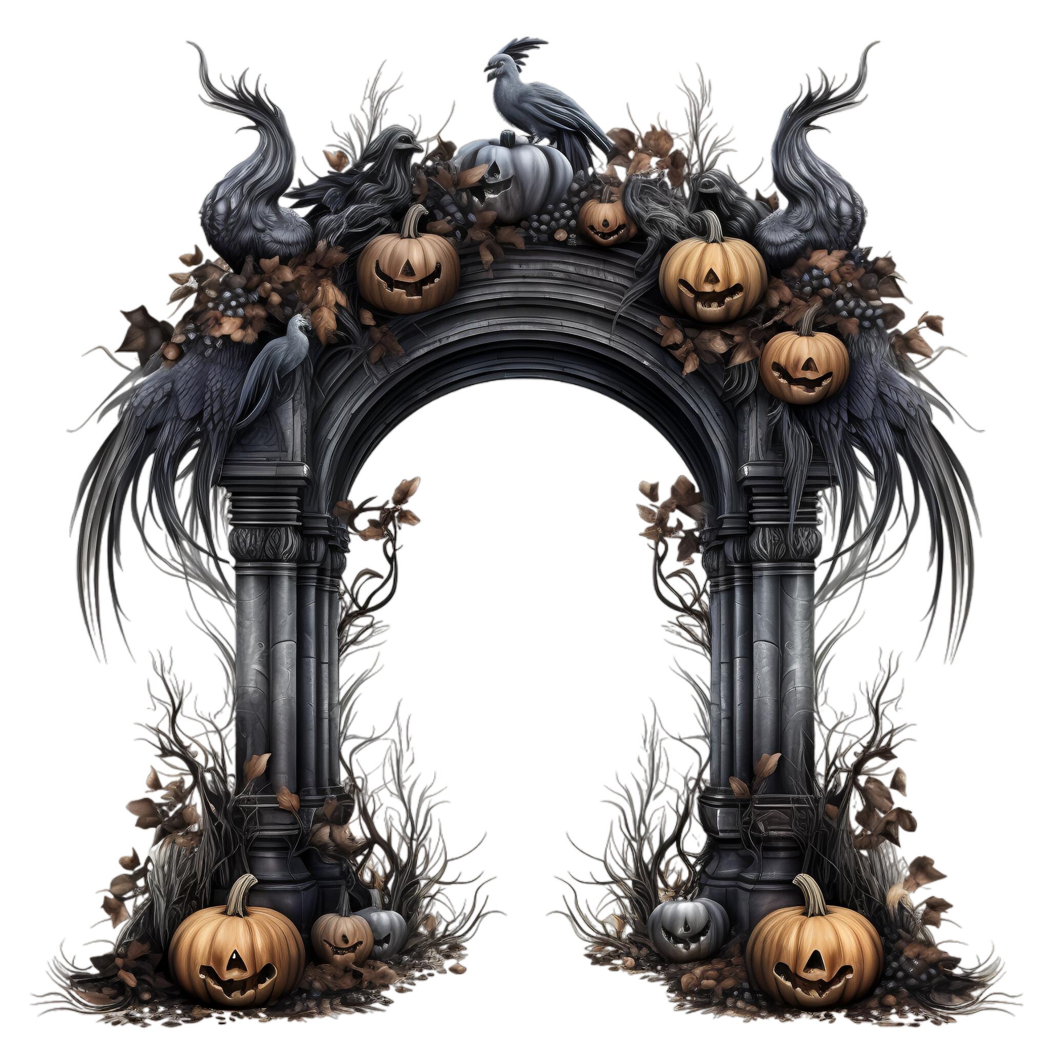 Gothic Clipart Bundle Halloween Arches With Pumpkins Printable - Etsy