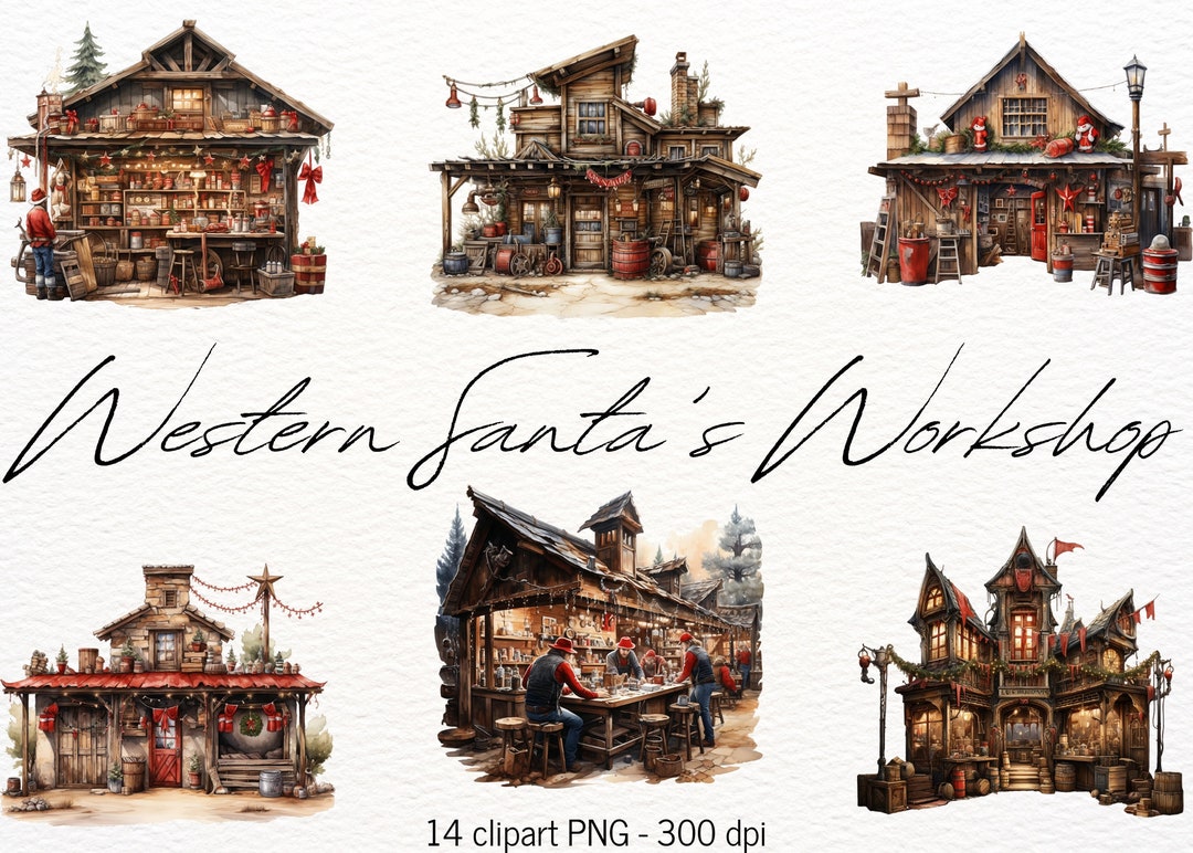 Santa's Workshop Clipart Christmas Clipart Bundle Christmas Scenery ...