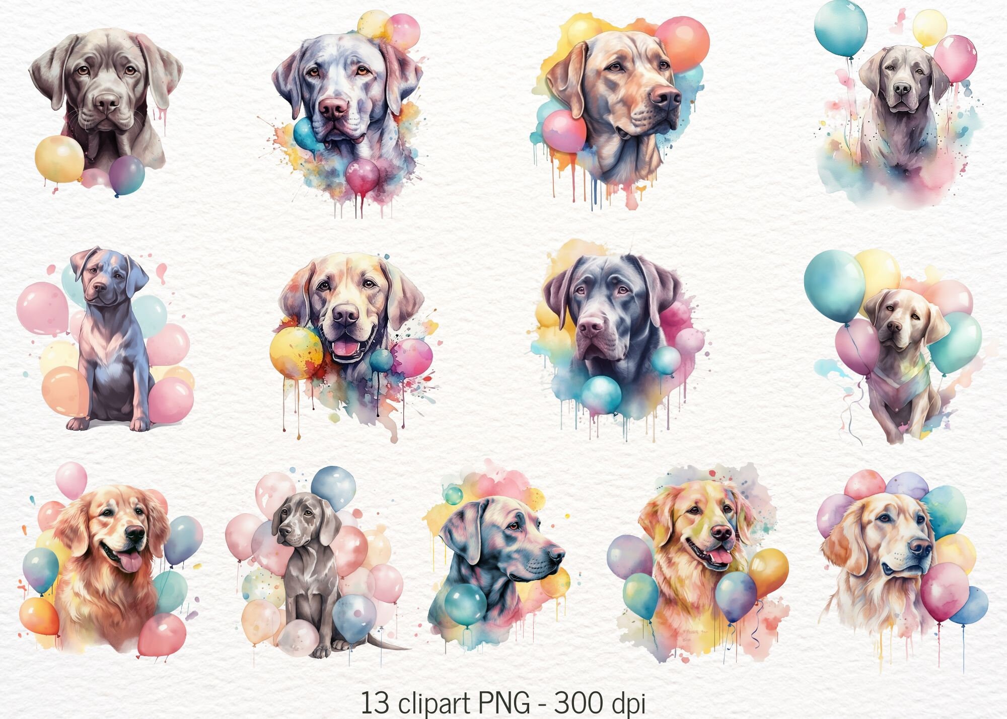 Dog Clipart Bundle With Golden Retriever, Watercolor Pet Illustration ...