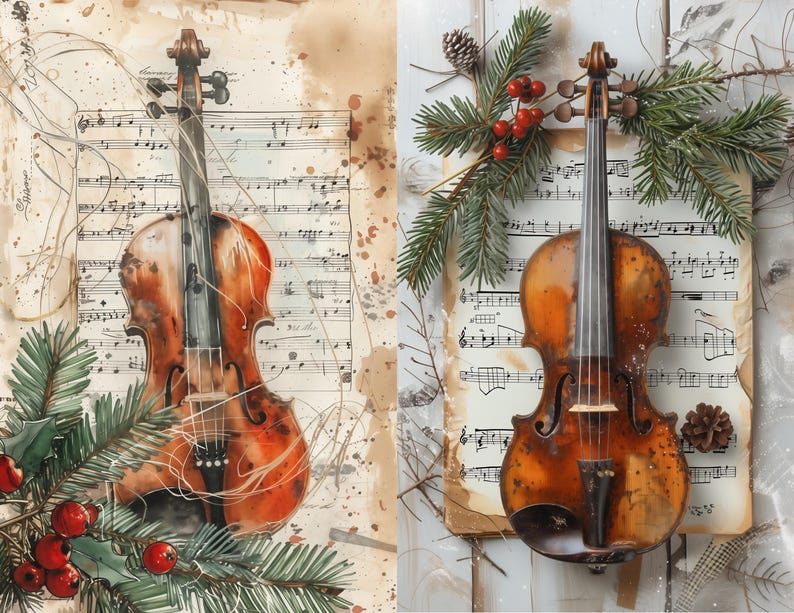 Vintage Violin Junk Journal Printable Pages Junk Journal Kit Watercolor ...