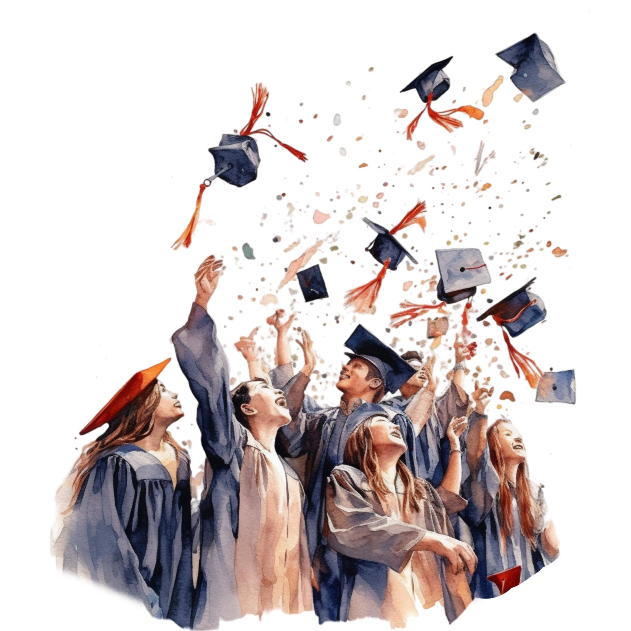 Graduation Clip Art Bundle Watercolor Graduating Girl Boy in - Etsy