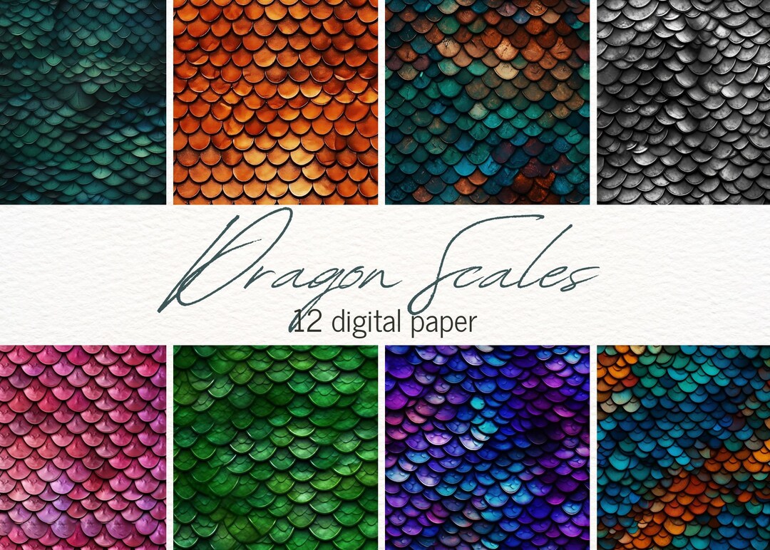 Dragon Scale 3D Digital Paper Seamless Pattern 12 Jpeg Bundle 3D ...