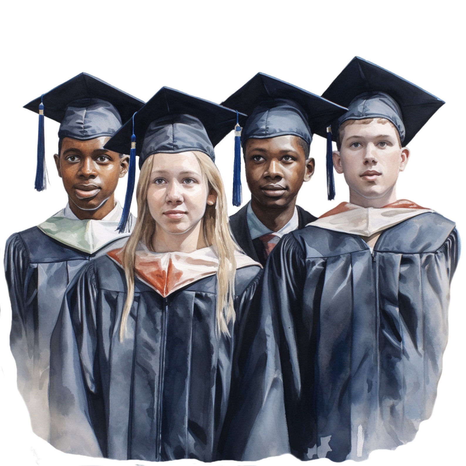 Graduation Clipart Bundle Watercolor Graduating Girls Boys in - Etsy
