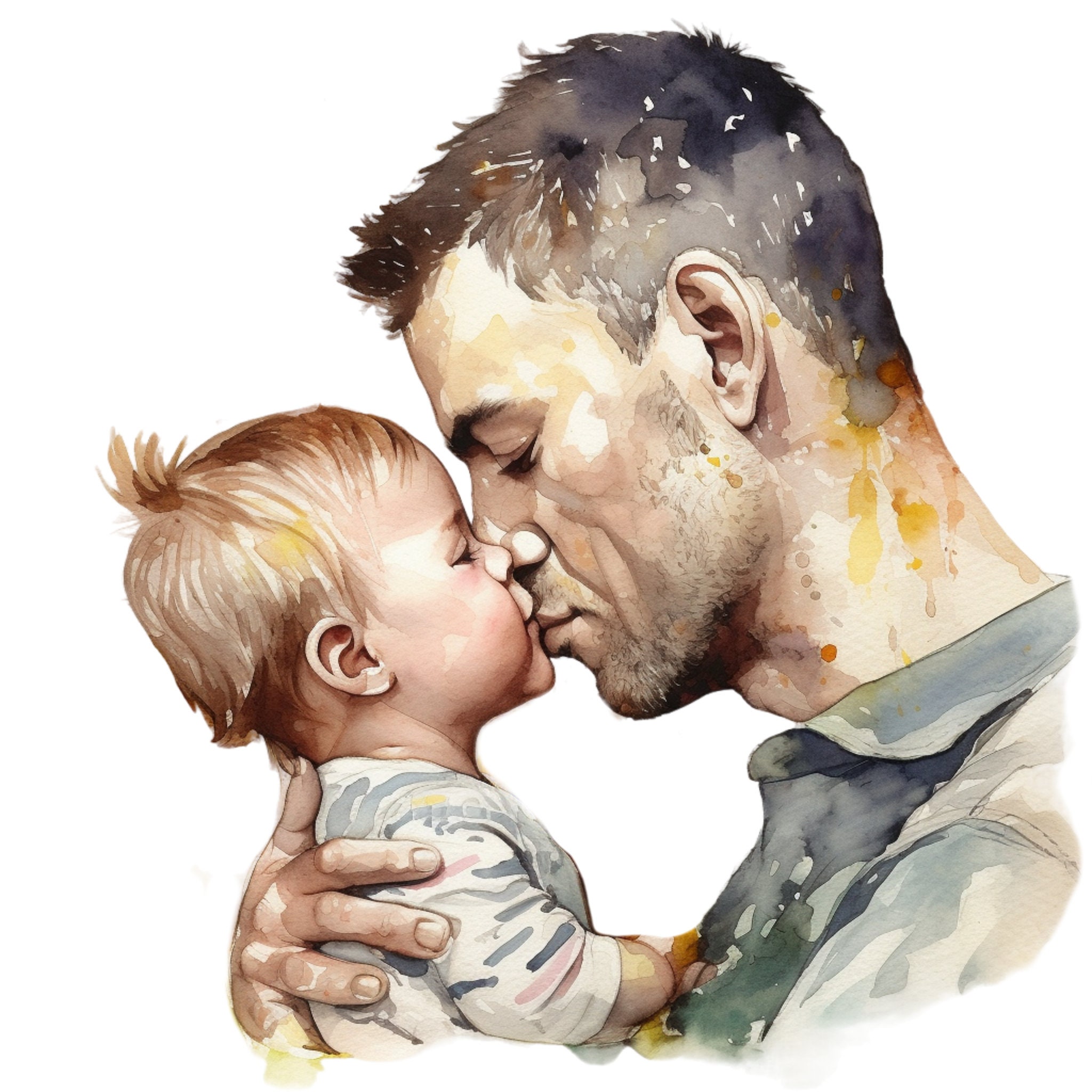 Fathers Day Clipart Bundle Watercolor Dad Baby Fatherhood 20 - Etsy