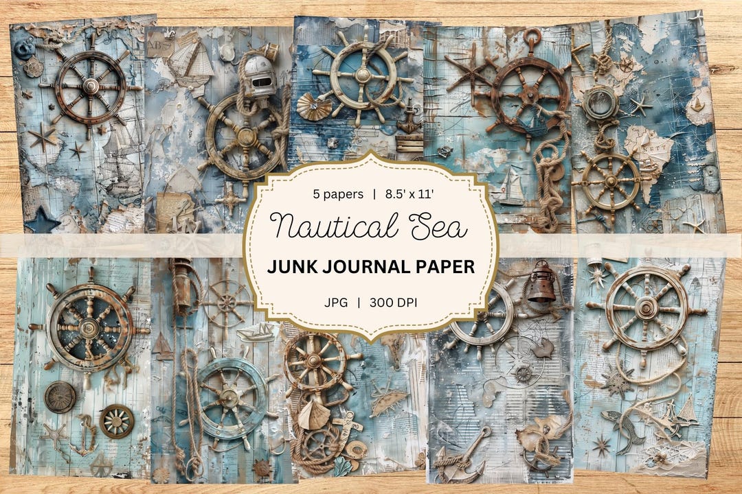 Nautical Junk Journal Printable Tags, Marine Junk Journal Kit, Ocean ...