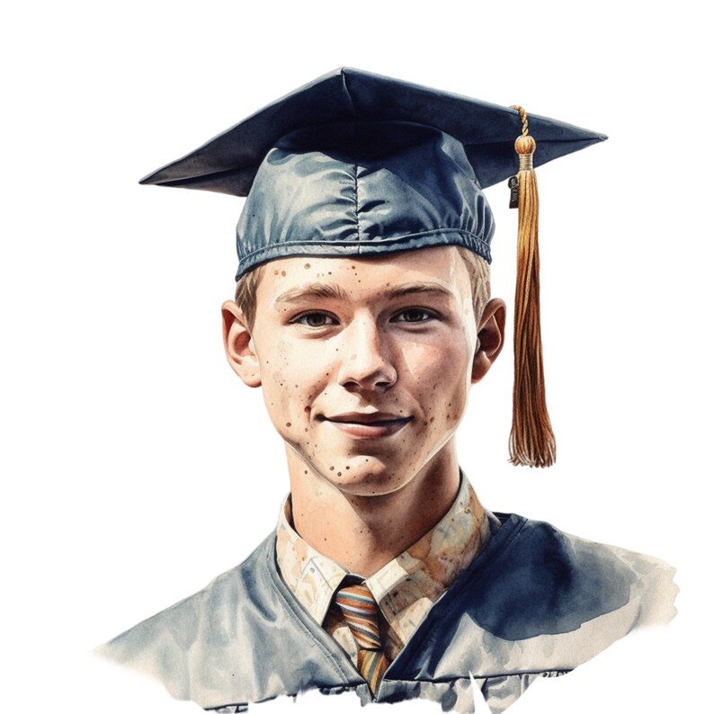 Graduation Clip Art Bundle Watercolor Graduating Girl Boy in - Etsy