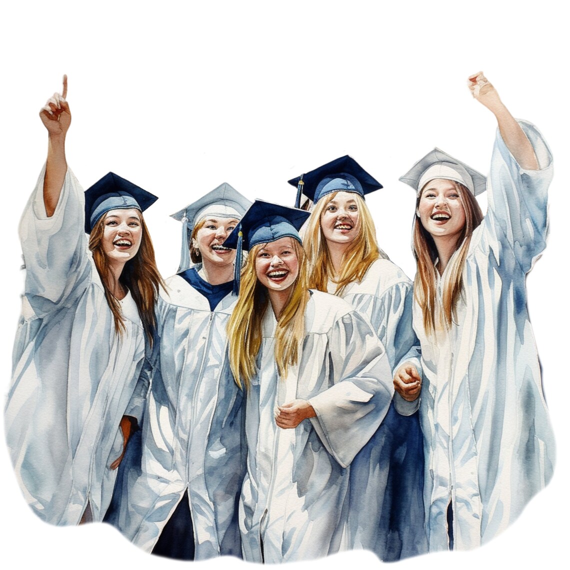 Graduation Clipart Bundle Watercolor Graduating Girls Boys in - Etsy
