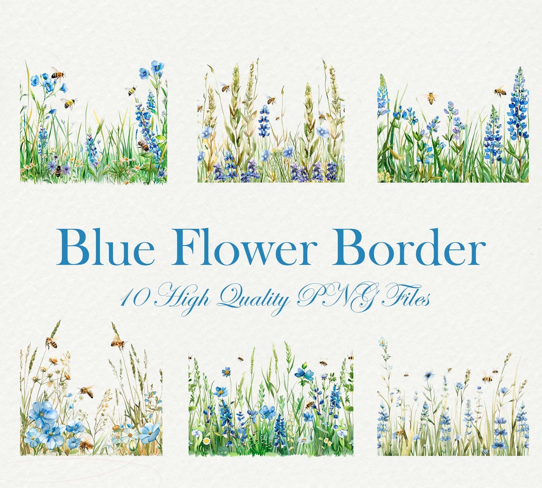 Wildflower Border Clipart PNG Bundle – Watercolor Floral Borders for ...