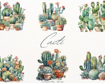 Watercolor Desert Mountain PNG Desert Cactus Elements Night - Etsy