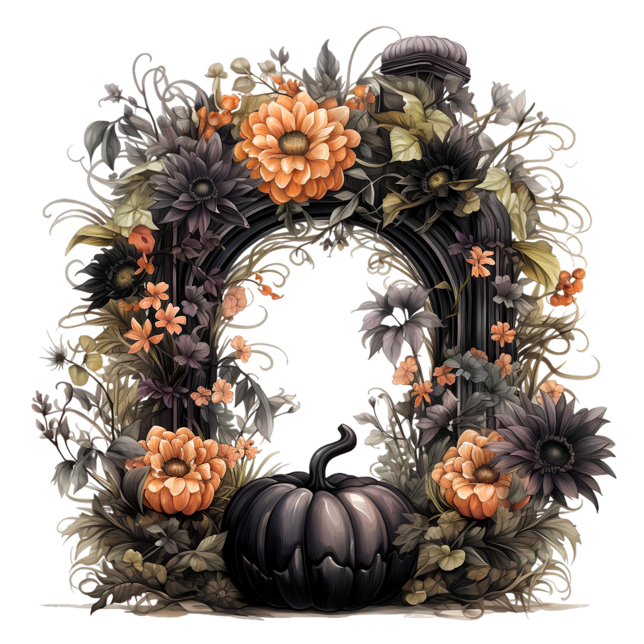 Gothic Clipart Bundle Halloween Arches With Pumpkins Printable - Etsy