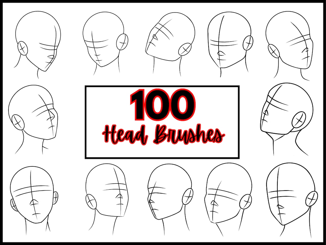 100 Head Guide Stamps for Procreate - Head Brush and Portrait Guides ...