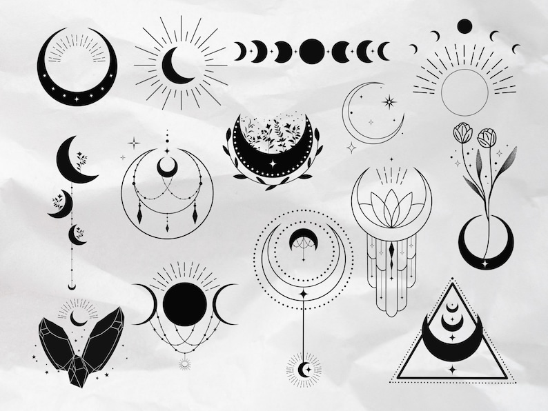 100 Moon Stamps for Procreate - Celestial Tattoo Brushes for Artists - Etsy