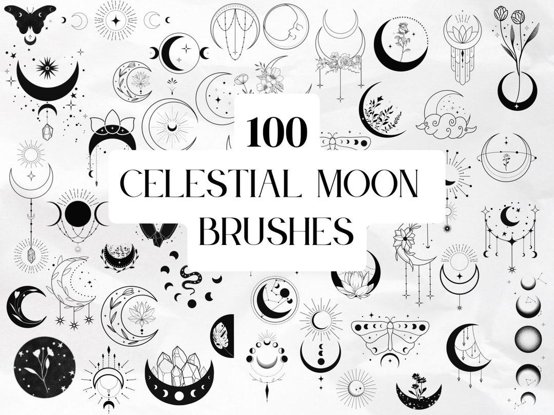 100 Moon Stamps for Procreate - Celestial Tattoo Brushes for Artists - Etsy