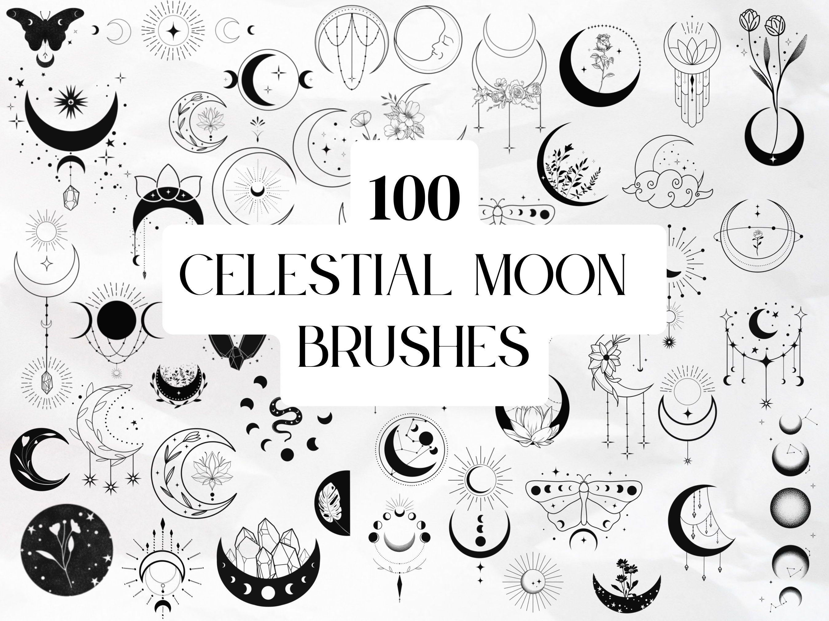 100 Moon Stamps for Procreate - Celestial Tattoo Brushes for Artists - Etsy