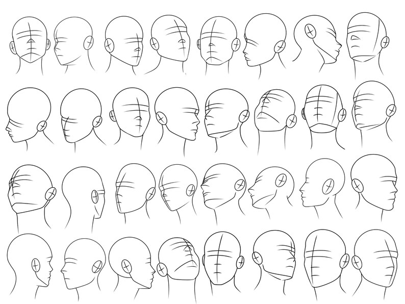 100 Head Guide Stamps for Procreate - Head Brush and Portrait Guides ...