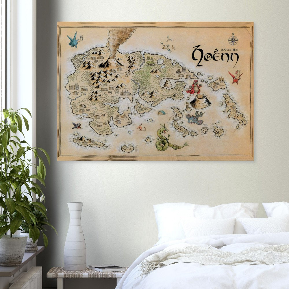 Pokemon HOENN Region LOTR Inspire Wall Map Classic Matte Paper Poster ...
