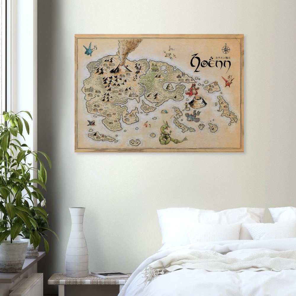 Pokemon HOENN Region LOTR Inspire Wall Map Classic Matte Paper Poster ...