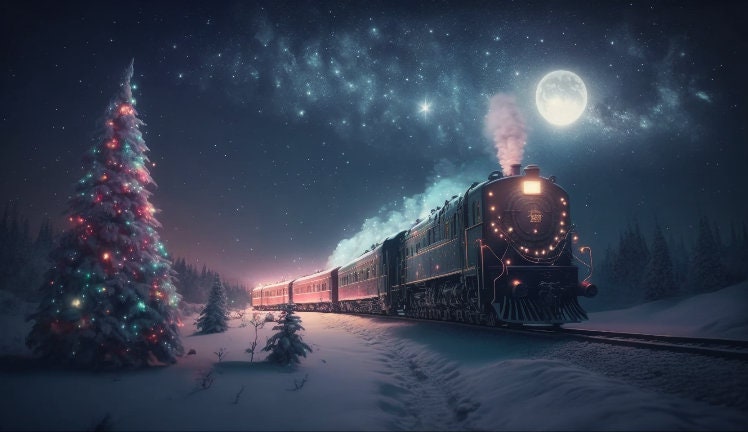 Digital Print - Christmas Express Train - Etsy