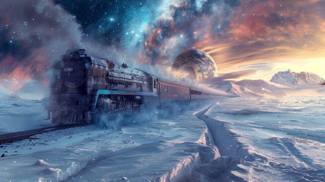 Digital Print - Space Snow Express Train - Etsy