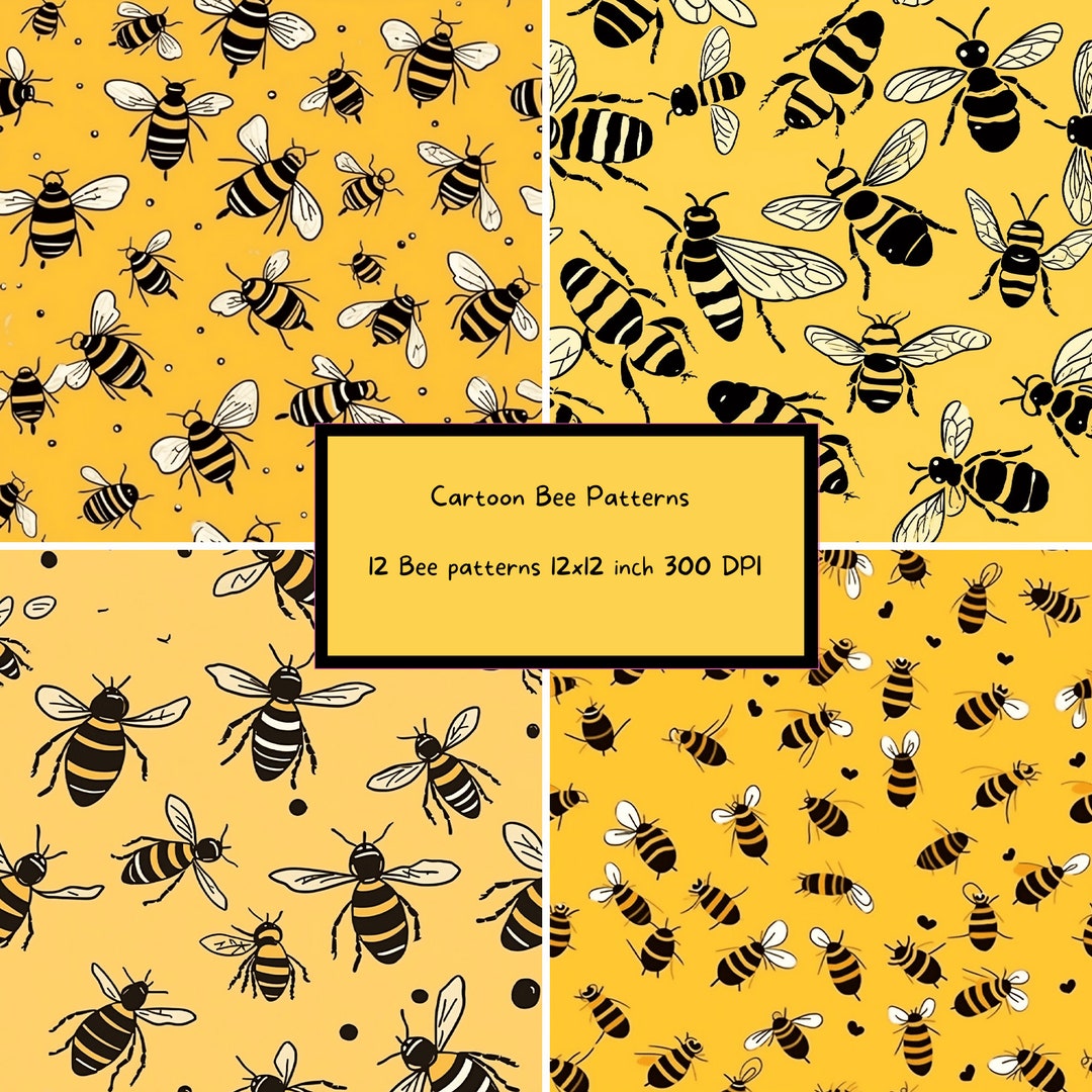 Seamless Bee Pattern, Digital Bee Pattern, Seamless Summer Pattern ...