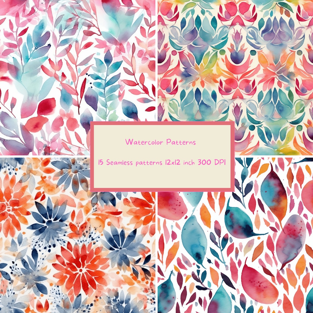 Watercolor Digital Pattern Design, Digital Paper, Seamless Watercolor ...