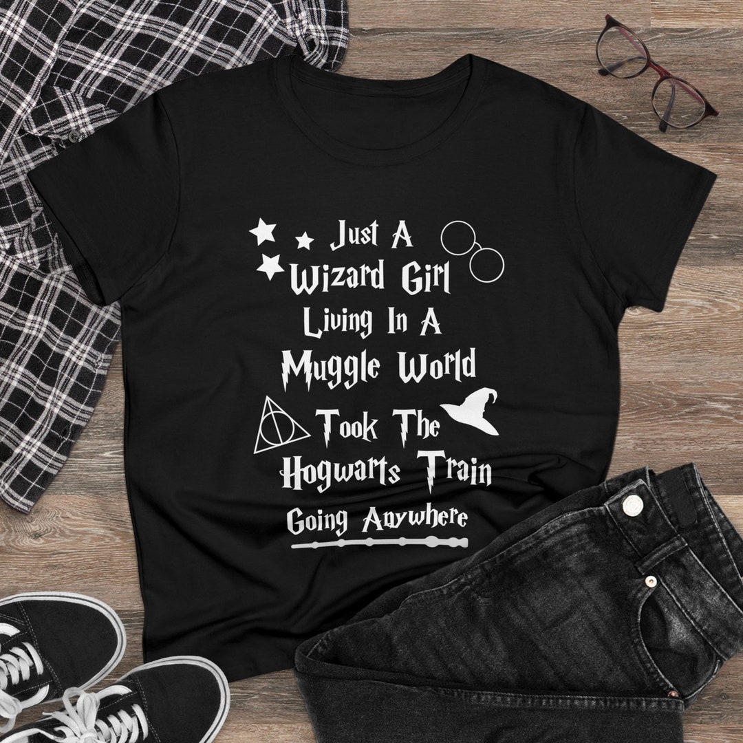 Wizard Girl Living In A Muggle World Womens Midweight Cotton Tee Etsy