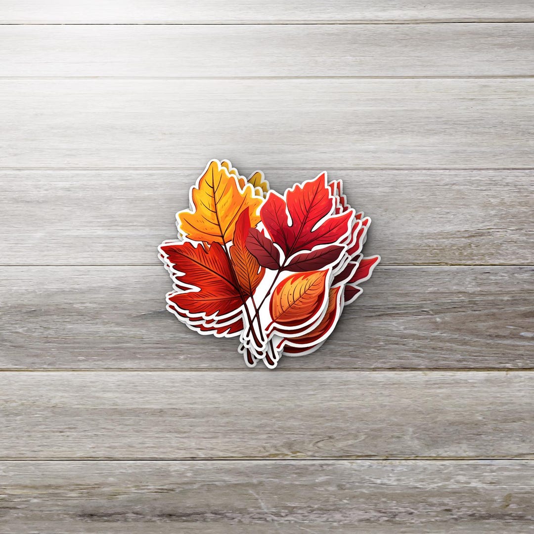 Fall Leaves Sticker • Autumn Leaf Cluster Vinyl Sticker • Cozy Seasonal ...
