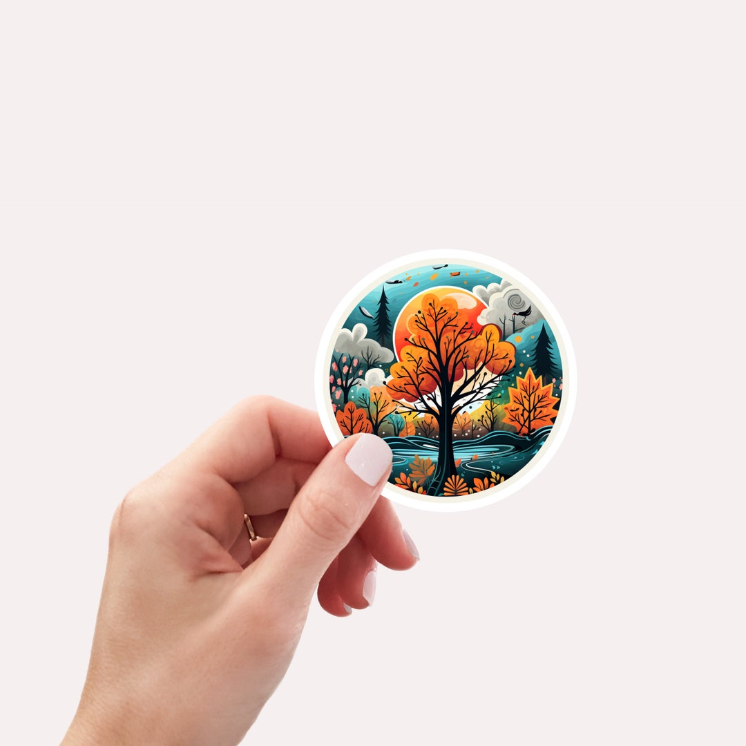 Vinyl Stickers, Changing Colors Tree Sticker Embrace the Beauty of Fall ...