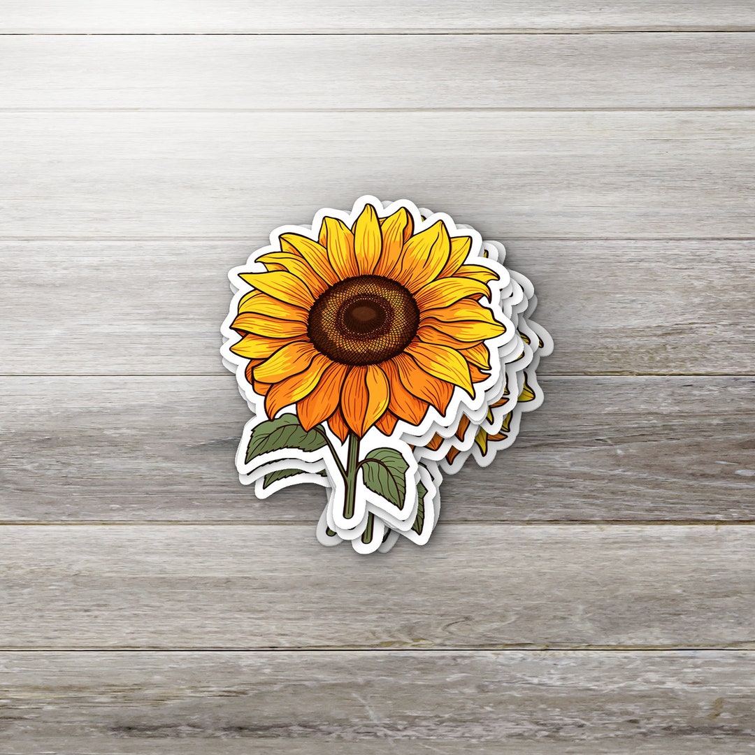 Sunflower Sticker • Bright Floral Vinyl Sticker • Cheerful Summer ...