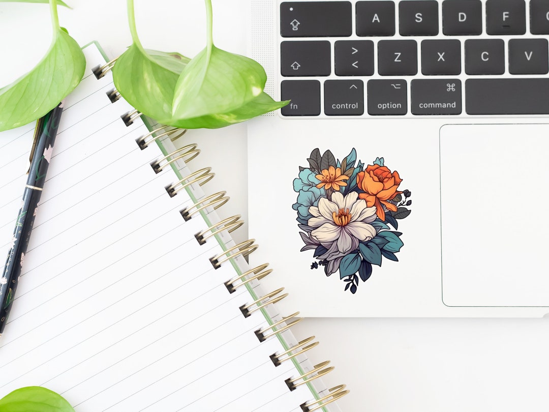 Vinyl Stickers, Bright Flowers Sticker - Vibrant Floral Vinyl Sticker ...