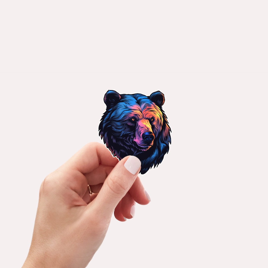 Vinyl Sticker, Lovely Black Bear Sticker - Waterproof Sticker- Digital ...
