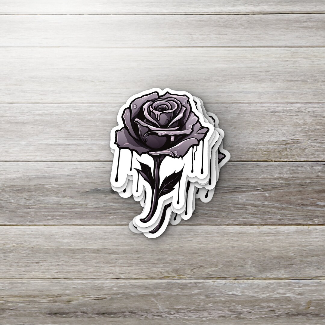 Melting Rose Sticker Unique Floral Art Surreal Flower - Etsy