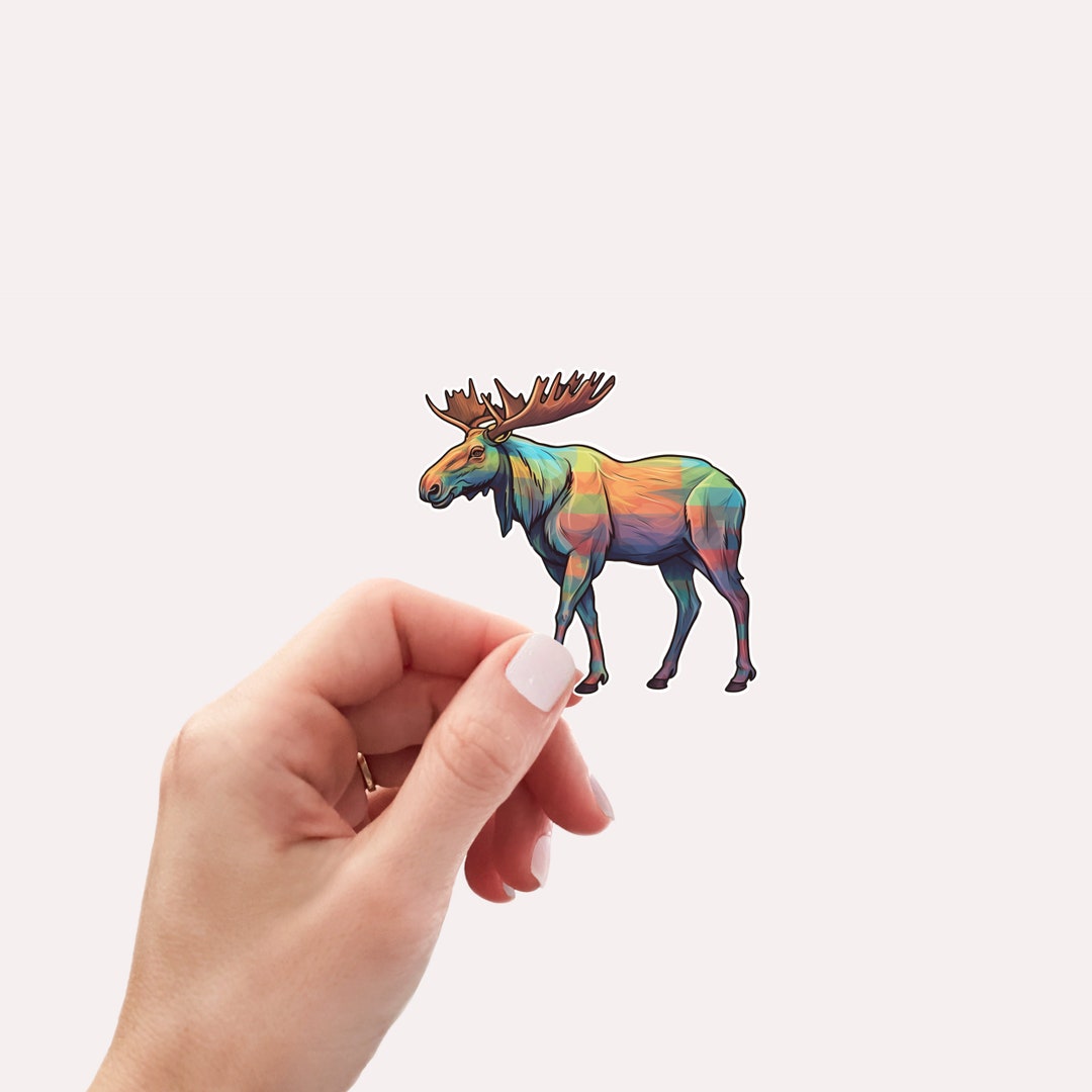 Vinyl Stickers, Colorful Moose Sticker - Vibrant Vinyl Sticker for ...